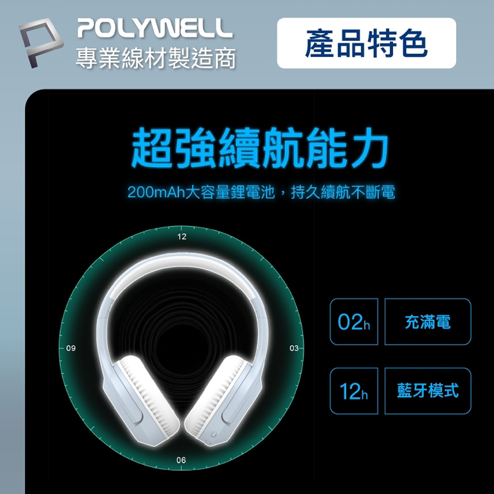 【POLYWELL】全罩式藍芽耳機 HIFI音質 藍牙5.1晶片 TM-086 － 生活市集