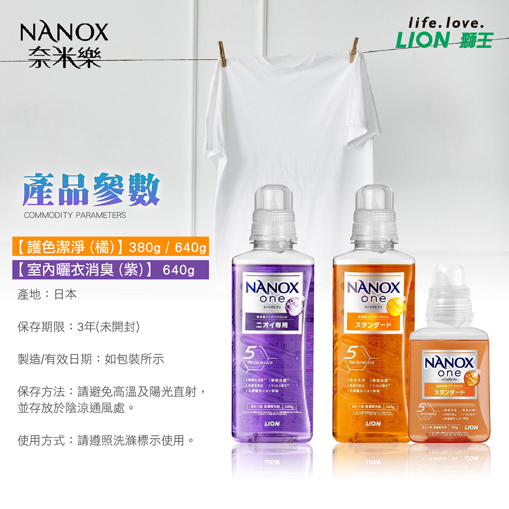 【LION獅王】 奈米樂超濃縮洗衣精 380g 640g 超濃縮 洗衣精 － 生活市集