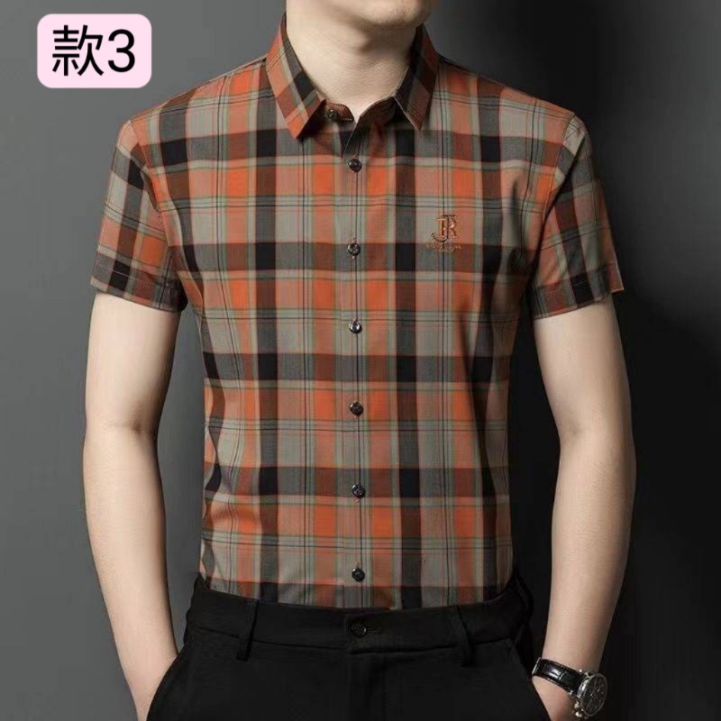 簡約時尚涼爽半拉鍊釦式polo衫 格子短袖襯衫 M-4XL － 生活市集